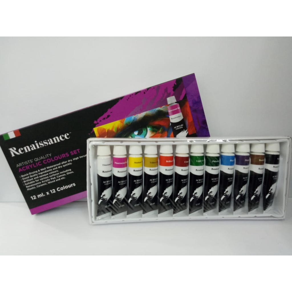 RENAISSANCE COLOUR PAINTING SET ( ACRYLIC/OIL & WATER COLOUR ) | Shopee ...