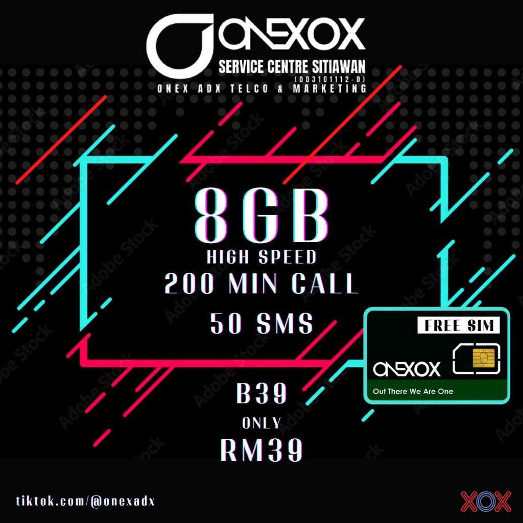 ONEXOX BLACK B39 8GB 4G LTE Plan ONEXOX SIMKAD UNLIMITED HOTSPOT *** NO ...