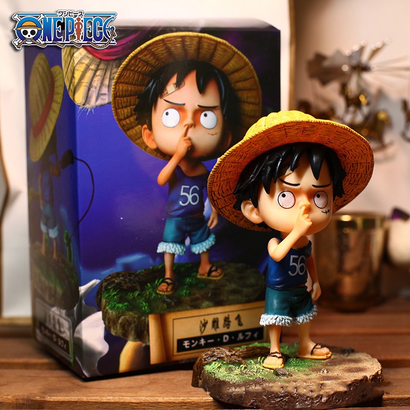 15cm Q version One piece Figure Monkey D. Luffy Collectible Young Age ...