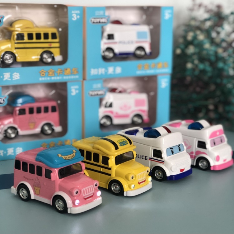 Ready Stock Alloy cartoon mini car Friction toy car Police Ambulance ...