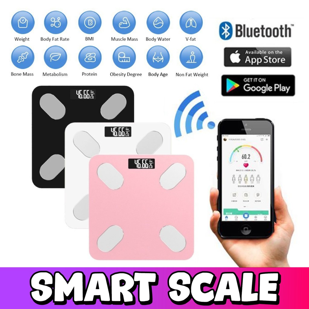 ( Rechargetable ) Smart Bluetooth Body Fat Weight Scale 12-in-1 Digital ...