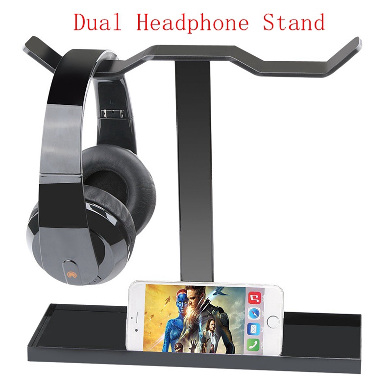Dual Gaming Headphone Stand Earphone Headphones Hanger Mount Headset ...