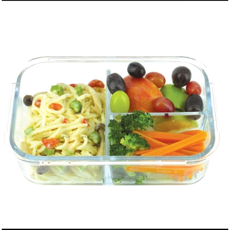 3 Compartment 💯 glass Lunch Box 💥 | Shopee Malaysia