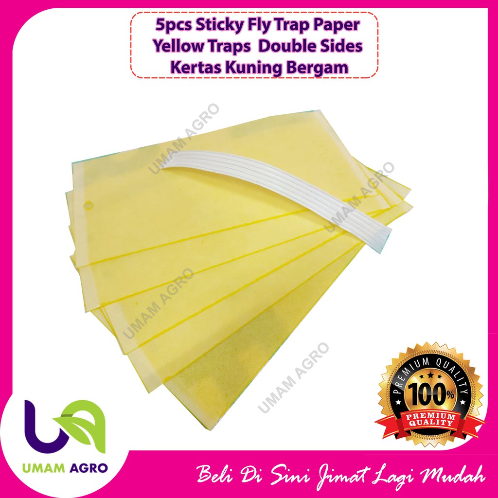 5pcs Sticky Fly Trap Yellow Paper Traps Double Sides - Kertas Kuning ...