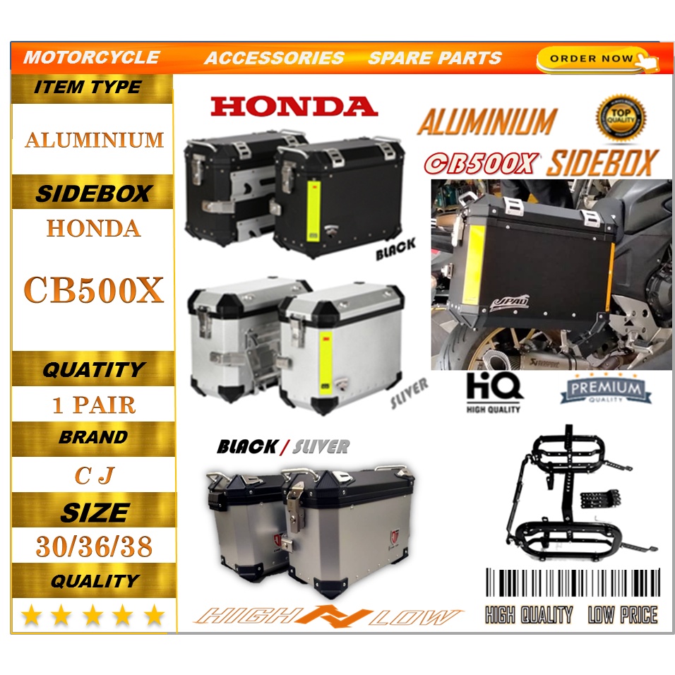 HONDA CB500X MOTORCYCLE FULL ALUMINIUM SIDE BOX HIGH QUALITY WATER ...
