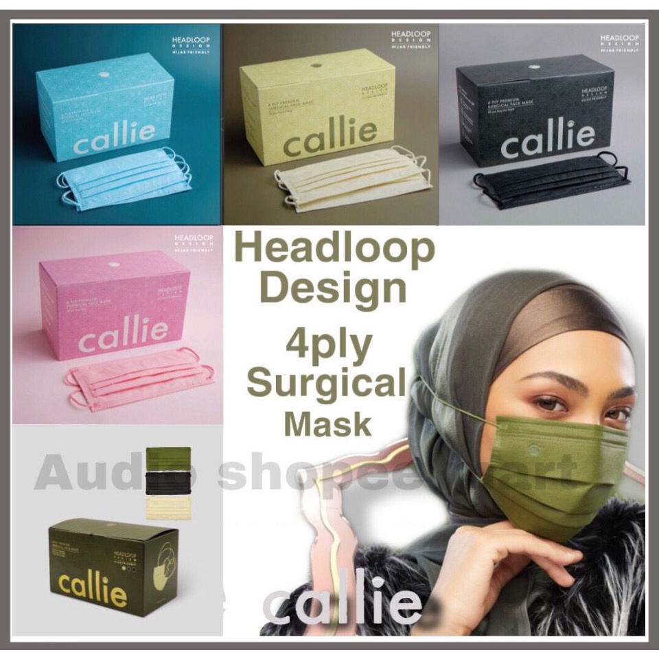 CALLIE 4 ply Premium Surgical Face Mask Headloop Design (Hijab Friendly ...