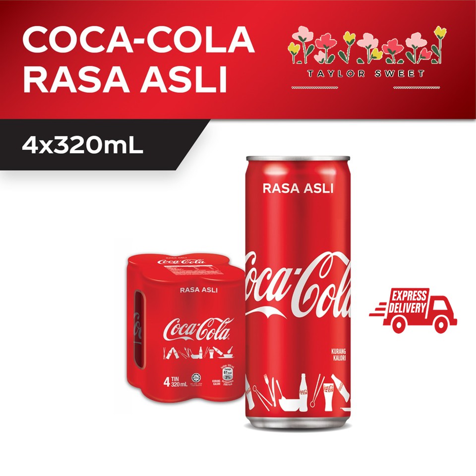 Coca-Cola Tin 320ML x 4 - Rasa Asli (Original) | Shopee Malaysia