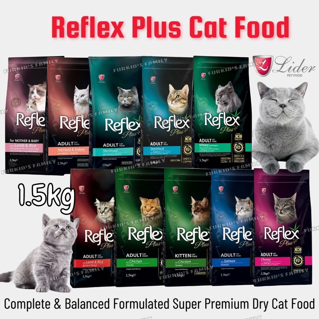 Reflex Plus Cat Dry Food For Kitten & Cats 1.5kg (Chicken, Lamb, Salmon ...