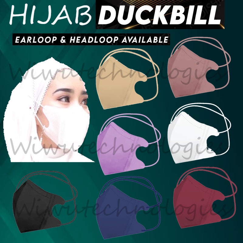 Hijab Headloop DuckBill Mask Face Mask Duckbill 4ply 4 layer3D Mask ...