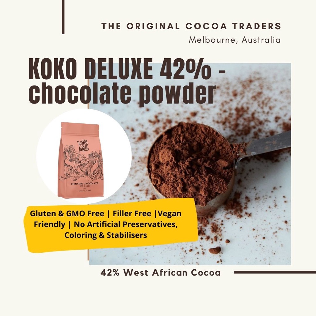 KOKO DELUXE 42% dark chocolate powder | For hot chocolate powder drink ...