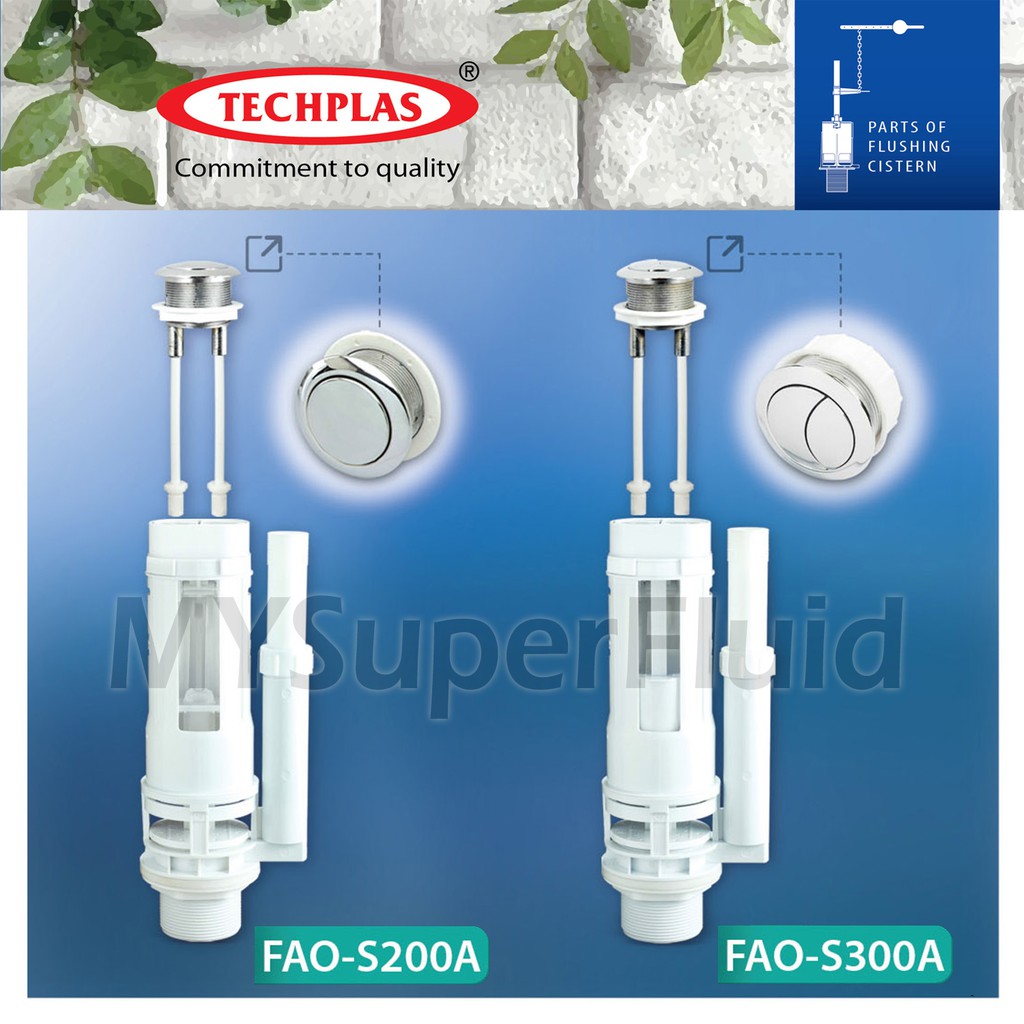 Techplas [S200A/ S300A] 40mm Outlet Valve c/w 38mm Single / Dual Flush Push Button | Shopee Malaysia