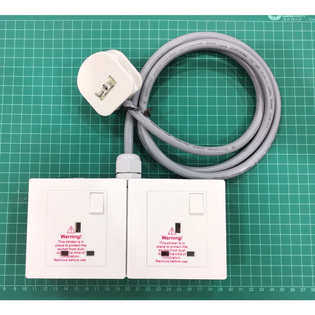 High Power Twin Trailing Socket 13A Extension Cord Full Copper ...