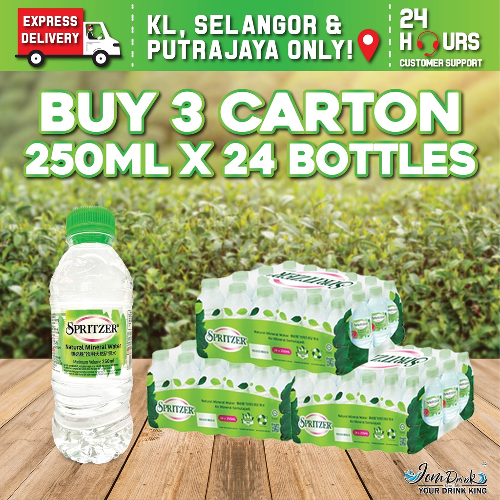 BUNDLE OF 3 CARTONS: SPRITZER MINERAL WATER 250ML x 24 BOTTLES | Shopee Malaysia
