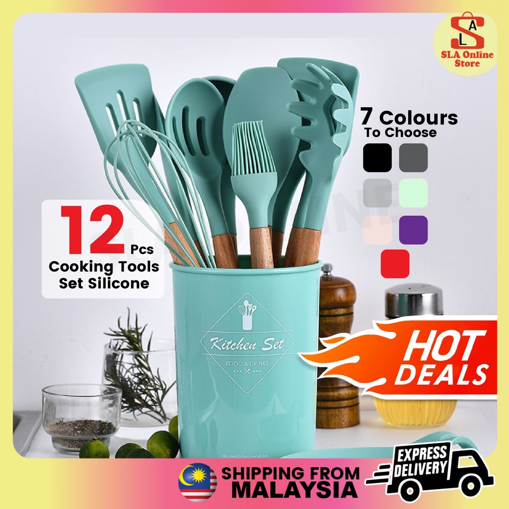 12Pcs Cooking Tools Kitchen Cookware Set Silicone Utensils Cooking Sets ...