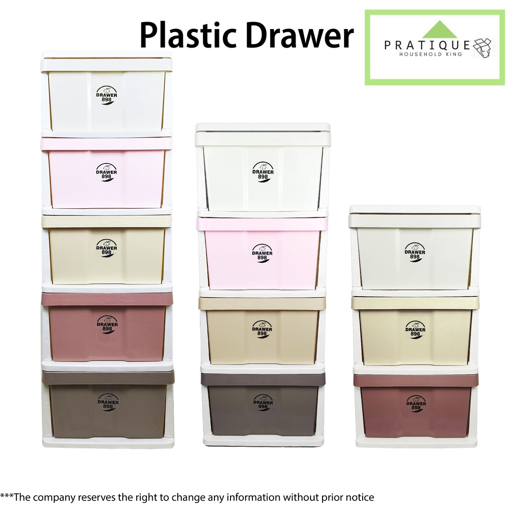 3 Tier 4 Tier 5 Tier Plastic Drawer/ Storage Cabinets/ Laci Plastik Rak ...