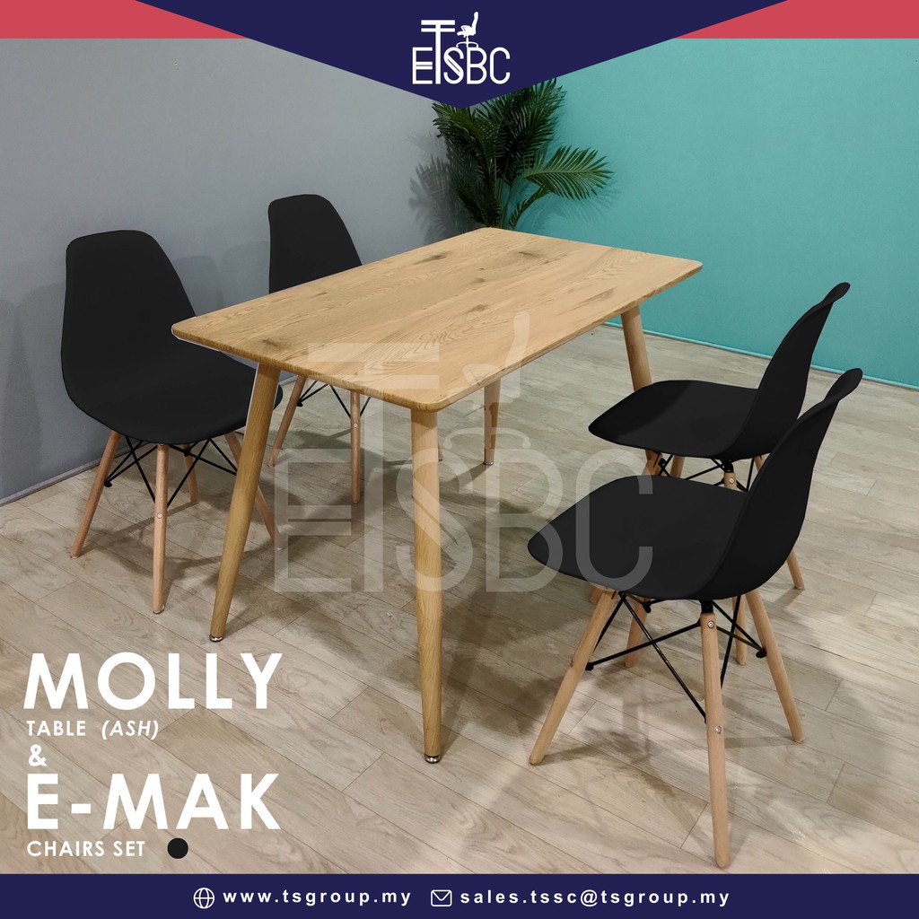 ETSBC Molly Table - Contemporary Dining Table 70X120CM & 4 pcs E-mak ...