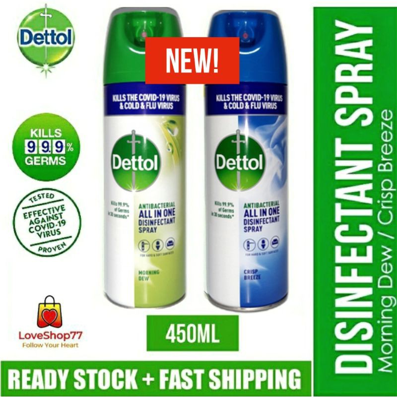 DETTOL Disinfectant Spray Antibacterial Pembasmi Kuman 450ml Morning ...