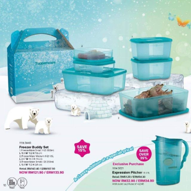 Tupperware Freezer Buddy Set (6) pwp Pitcher 2.1L . | Shopee Malaysia