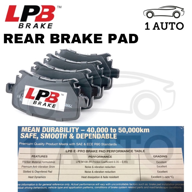 LPB E-PRO SEMI METALLIC REAR BRAKE PAD VW PASSAT B7 1.8 SHARAN 2.0 ...