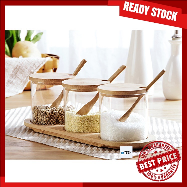 🇲🇾 3Pcs Seasoning Container Set Spice Jar Seasoning Bottle Salt Storage ...