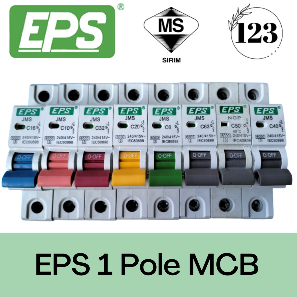 EPS 1 POLE MCB MINIATURE CIRCUIT BREAKERS 6KA 6A,10A,16A,20A,32A,40A ... EPS 1 POLE MCB MINIATURE CIRCUIT BREAKERS 6KA 6A,10A,16A,20A,32A,40A ...
