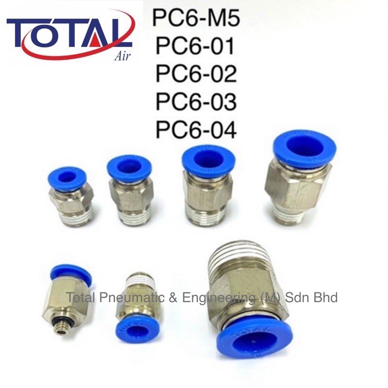 PC Series 6MM Straight Male Connector PC6-M5,PC6-01,PC6-02,PC6-03,PC6 ...