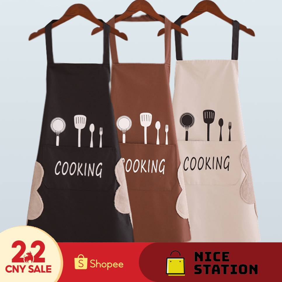 WATERPROOF KITCHEN APRON HOME APRON KITCHEN WITH HAND WIPING AND POCKET ...