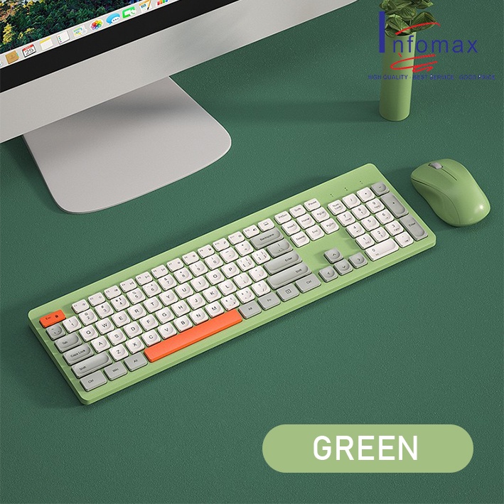 B.O.W MK730 Wireless Keyboard Mouse Combo 2.4GHz USB Colorful 105 Keys ...