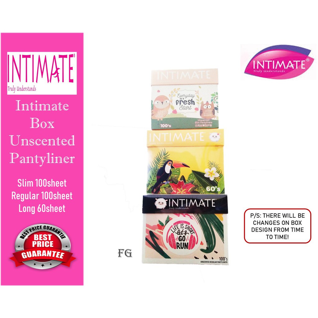 Intimate Box Unscented Pantyliner (Slim 100's, Regular 100's, Long 60's ...