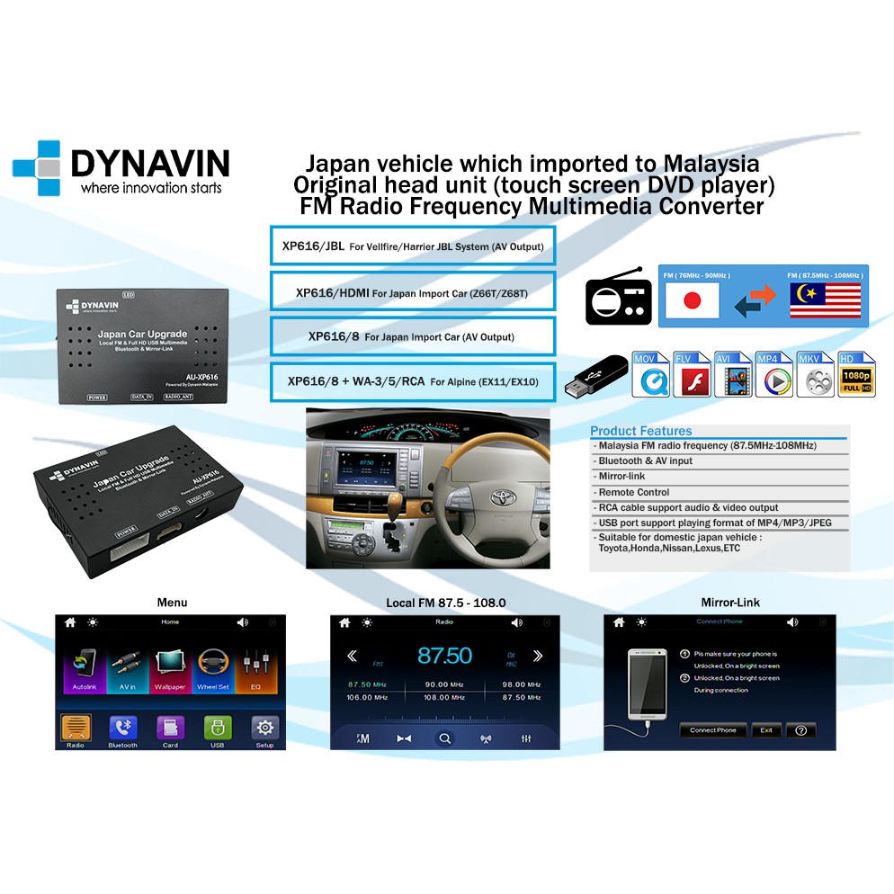 Dynavin Japan vehicle which imported to Malaysia Original head unit FM ...