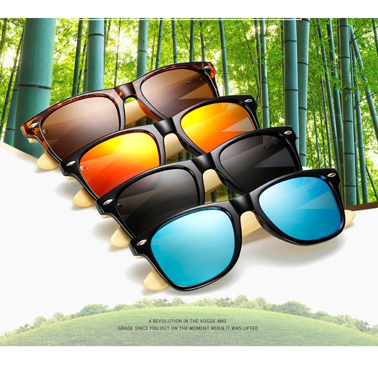 MILANDO Bamboo Wood Polarized Sunglasses Wooden Goggle Sun Glasses Sunglass Black | pgmall