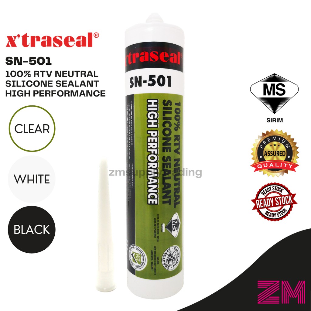 XTRASEAL SN-501 (CLEAR / WHITE / BLACK) 100% RTV Neutral Silicone ...