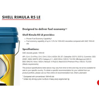 Shell Rimula R5 LE 10W40 CK4 (20 liters) - Shell CK4 10W40 Diesel ...