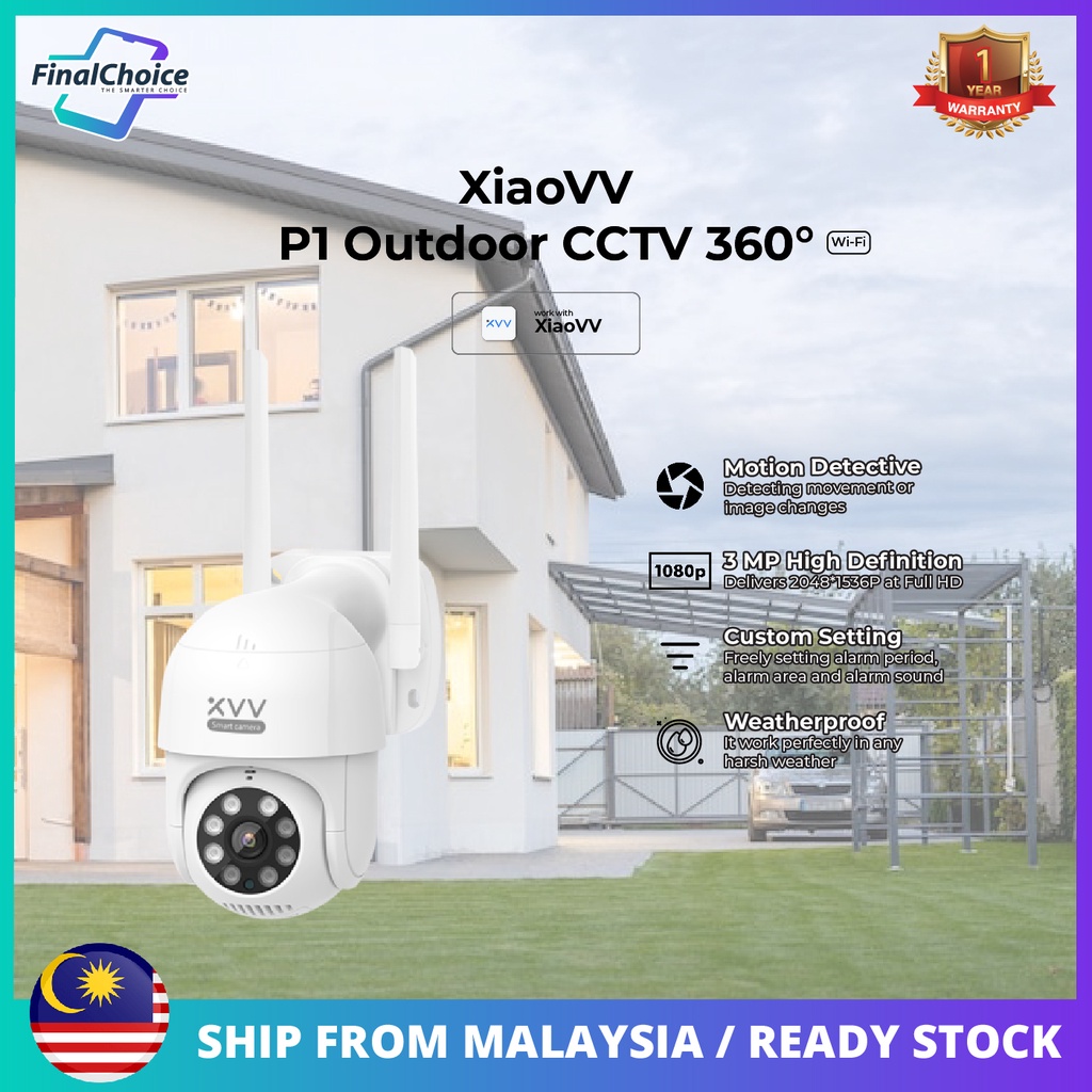 XiaoVV WIFI Smart PTZ IP Camera CCTV P1 2K 1296P HD Outdoor Camera PTZ ...