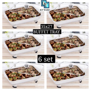Bekas Lauk Catering 6 set 35x27cm Buffet set (glass cover) chafing dish ...