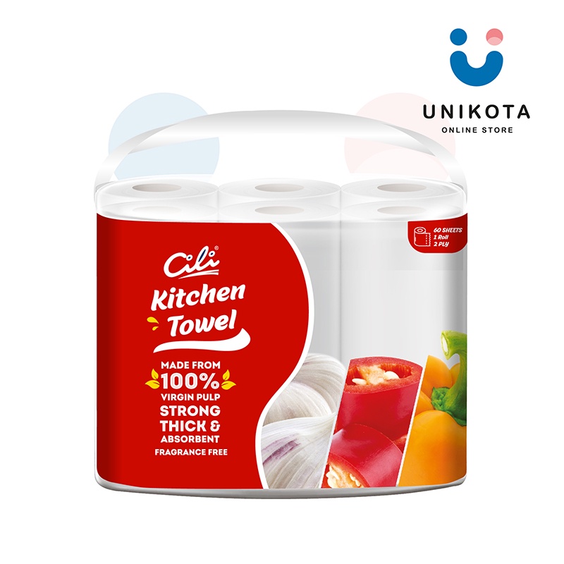 UNIKOTA - Cili Kitchen Towel | Tisu Dapur (60s x 6 Rolls) | Shopee Malaysia