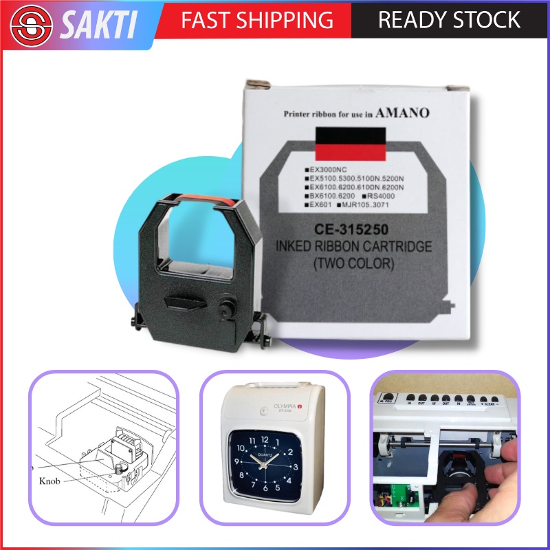 Amano Time Recorder Punch Card Time Clock Comet Ribbon Two Colour ...