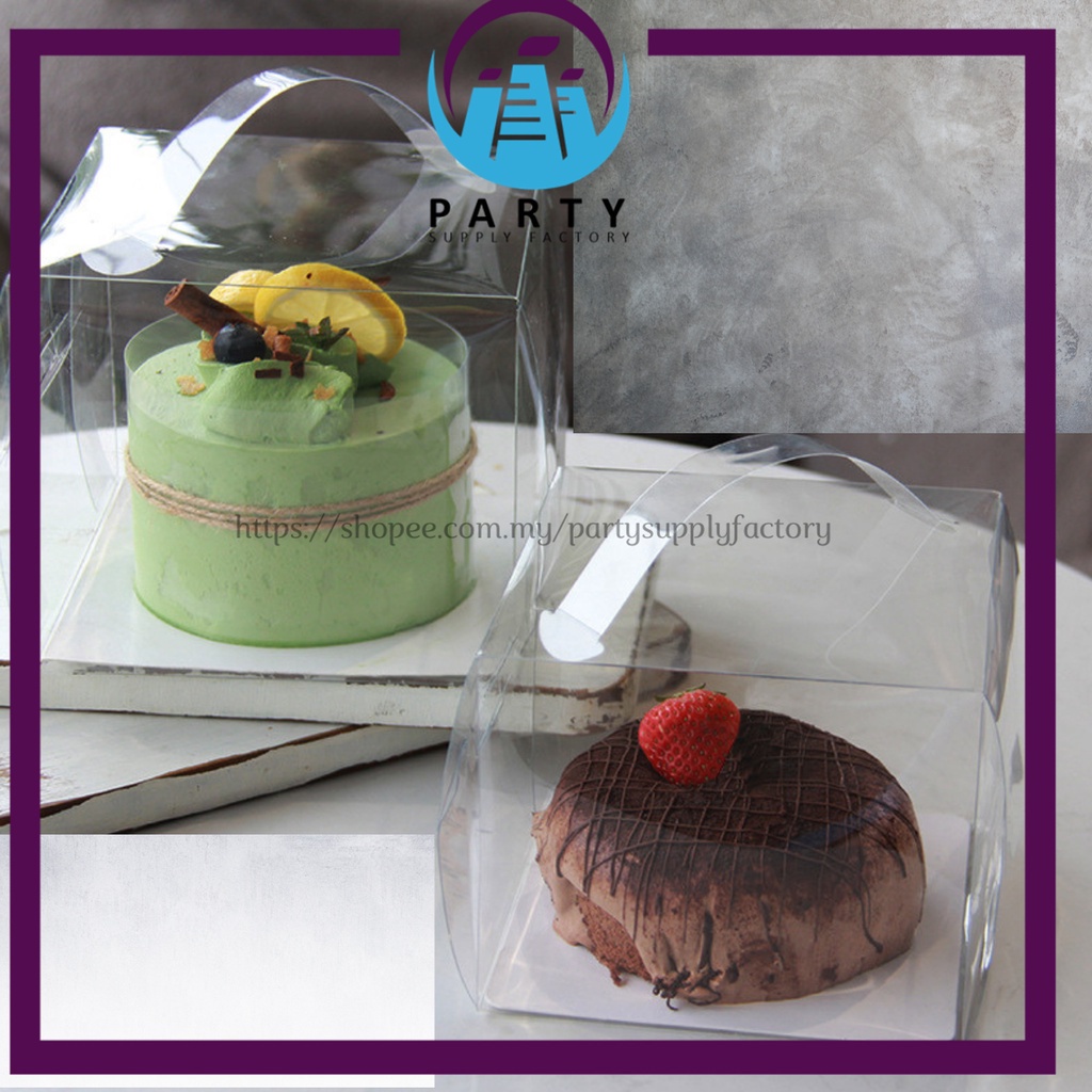 TRANSPARENT CAKE BOX FOR CAKE WITH HANDLE - 5 INCH CAKE (1 PCS ...