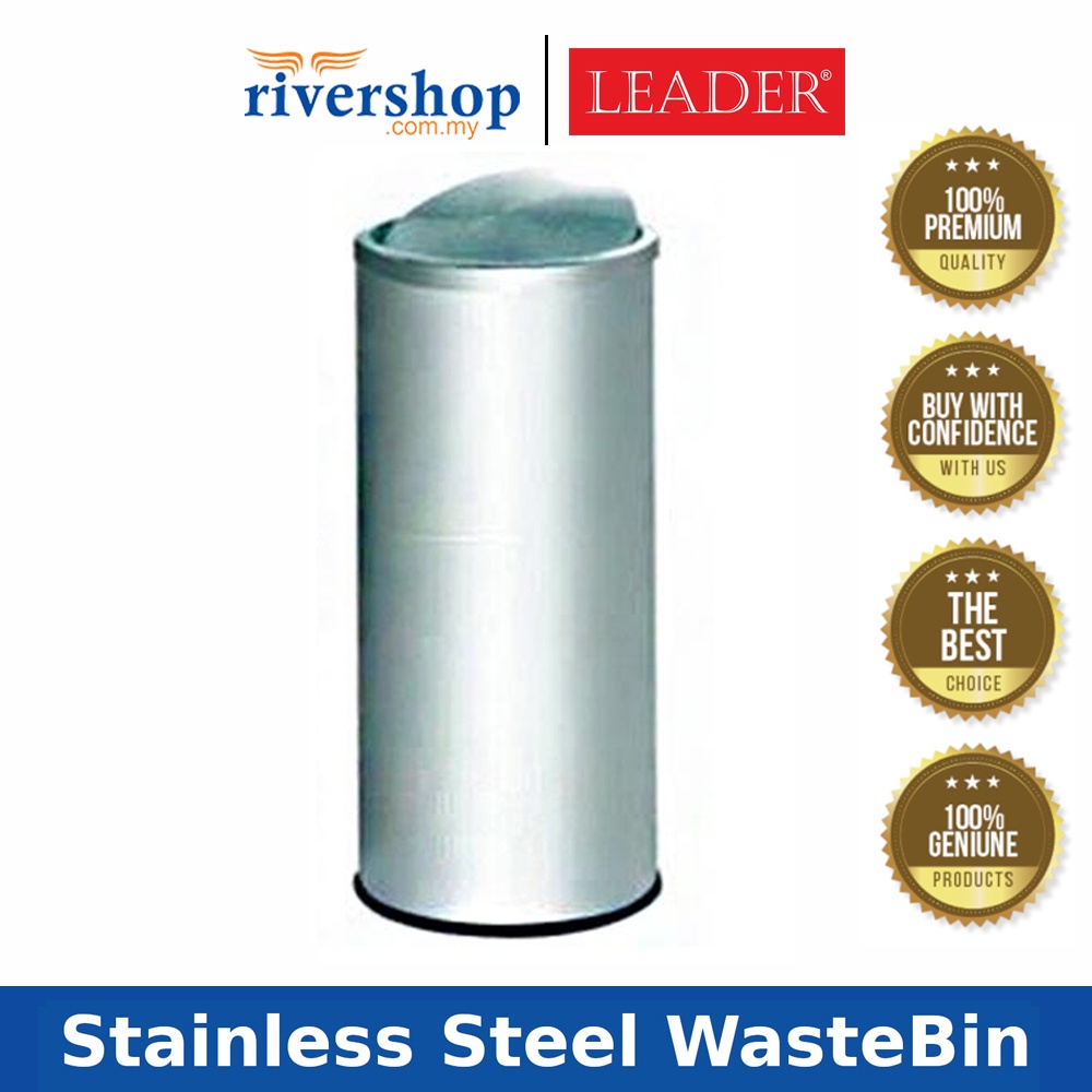 LEADER Multi-Purpose Stainless Steel Garbage Wastebin Dustbin c/w Flip ...