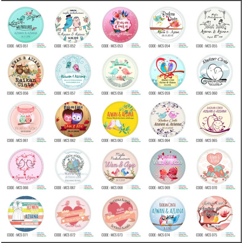 375 Template Sticker Kahwin / Mockup sticker Kahwin /300 Sticker Produk ...
