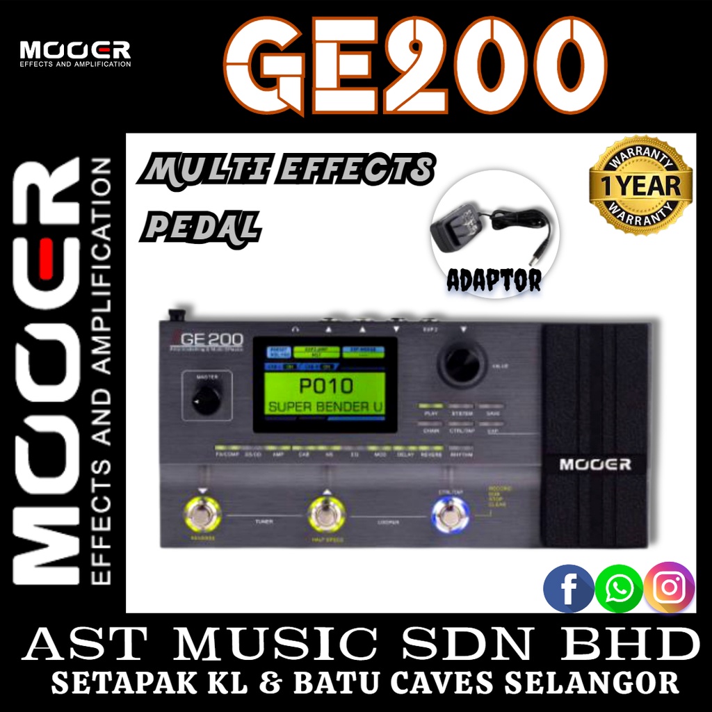 Mooer GE200 Multi Effects Pedal with Adaptor ( GE-200 / Ge200 ...