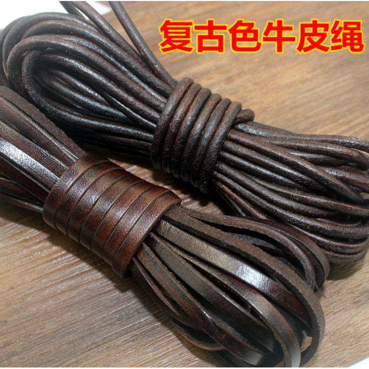 100% Real Cowhide Rope Genuine Leather Cord String Lace Thong Vintage ...