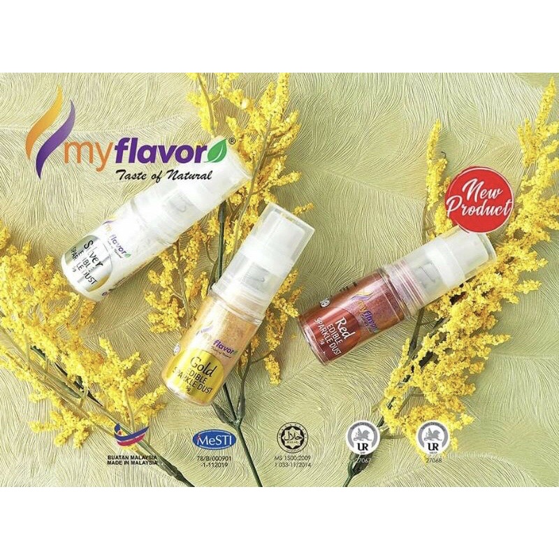 MyFlavor Edible Sparking Dust Powder Spray 5g (Gold, Silver, Red Amber ...