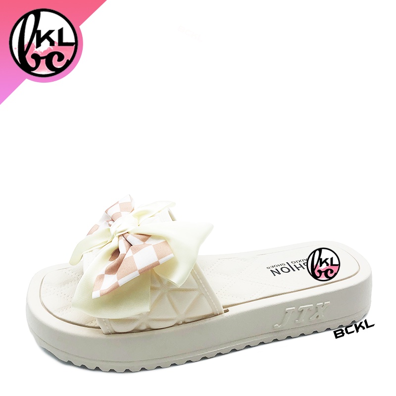 BCKL 】Women's Trendy Viral Ribbon Slippers | Soft Sole Slides Green ...