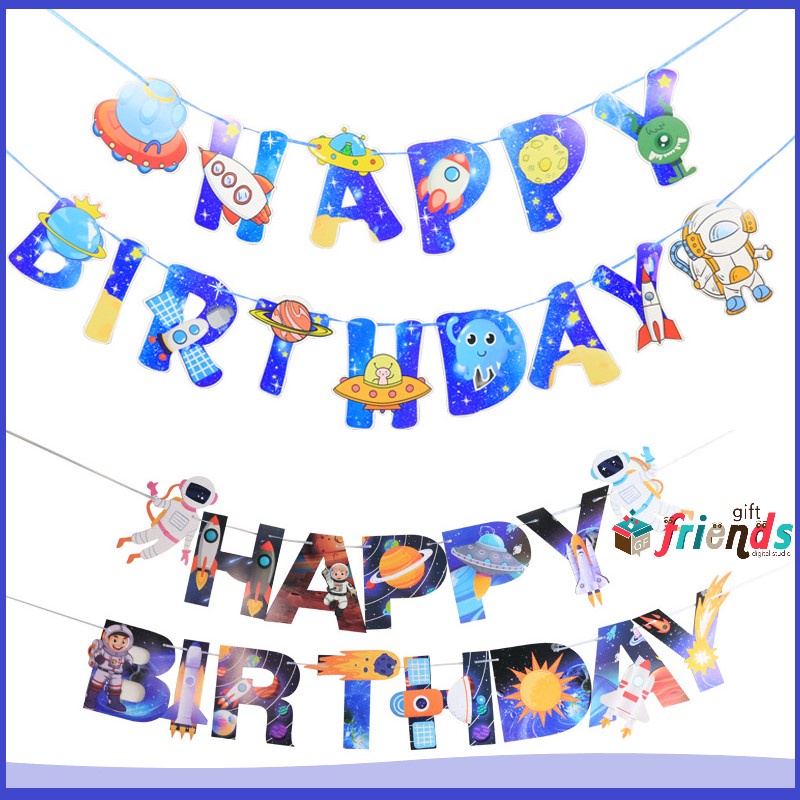 Astronaut Boy Party Flag Banner Bunting Galaxy Planet Birthday Theme ...