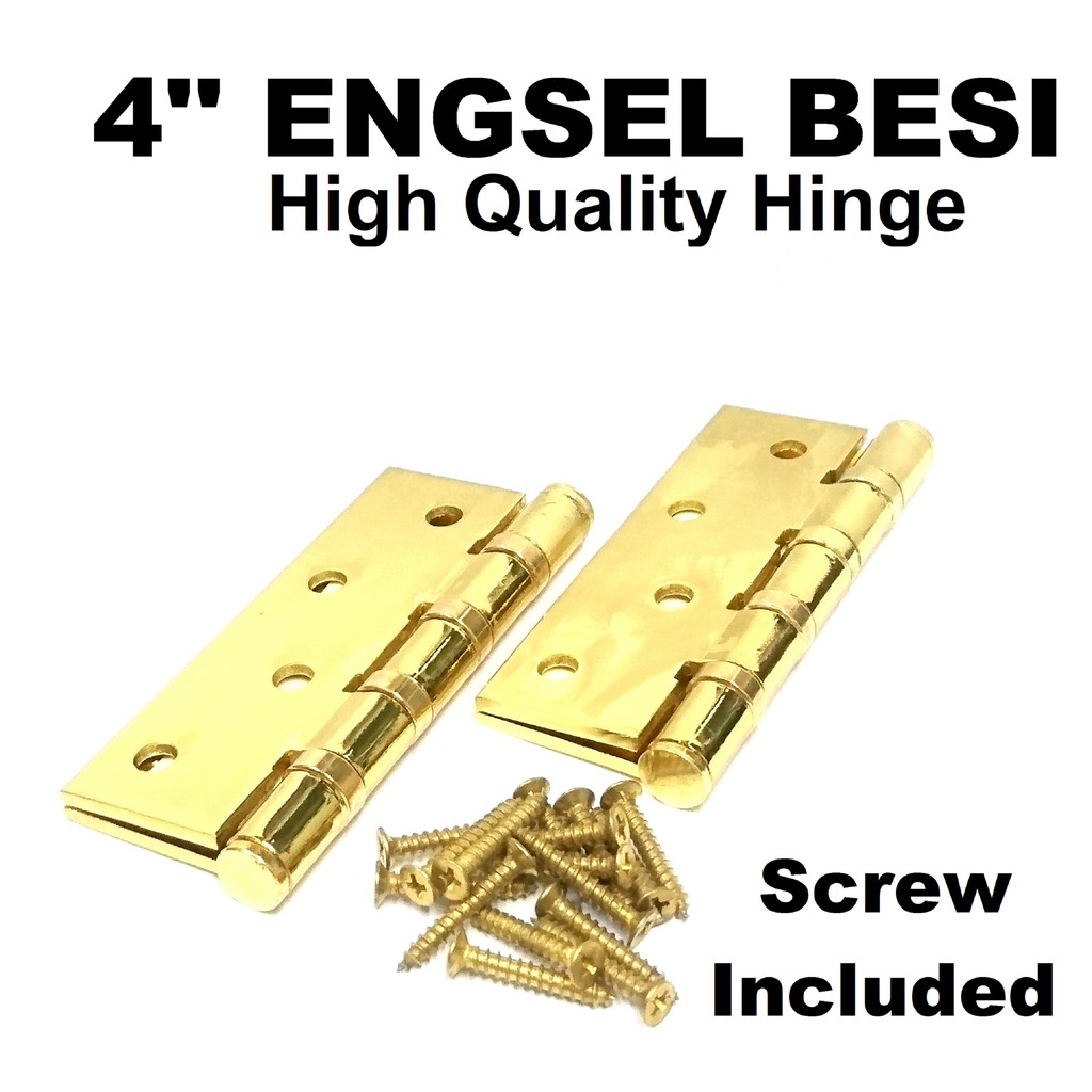 4" Inch High Quality IRON DOOR ENSEL PINTU WARNA EMAS/HINGE GOLD COLOUR ...