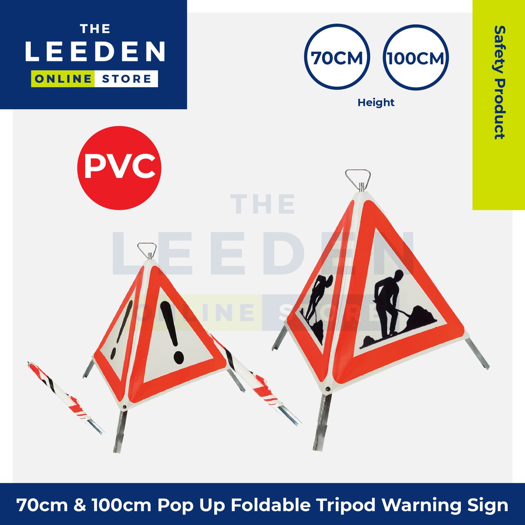 Safety Pop Up Stand Foldable Tripod Warning Sign 70cm / 100cm by Leeden ...