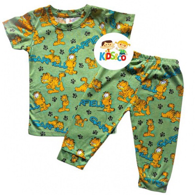 Pyjamas Garfield Printed Full Cotton Kids Big Size | Shopee Malaysia