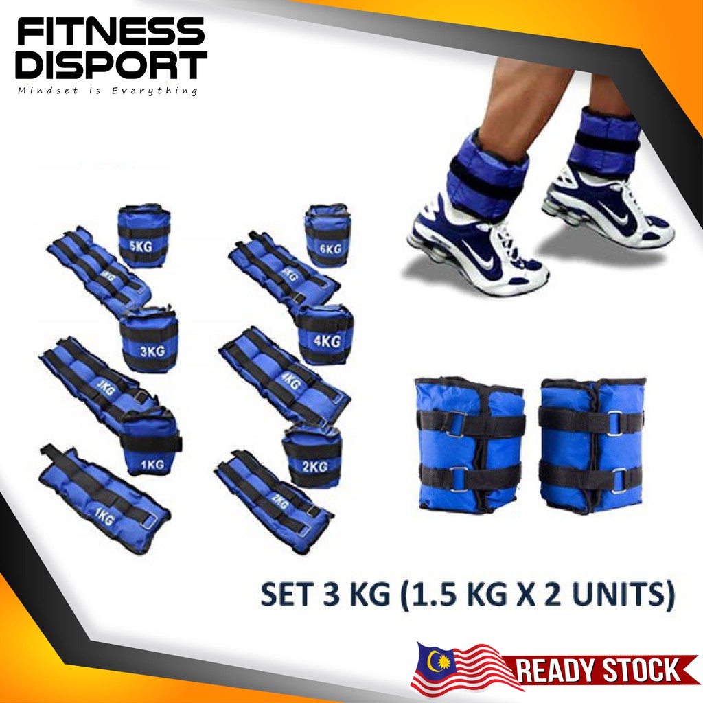 (SET 3KG) Fitness Leg Sand Bag Ankle Weights Legging Protector Sandbags ...