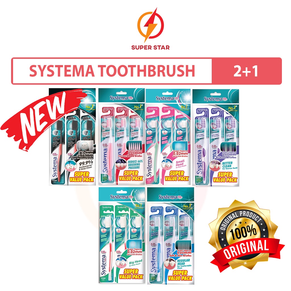 Systema Toothbrush Super Value Pack 3s (Comfort / Compact / Full Head ...